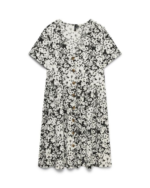 Vero Moda Vmgelina S/s Button Dress Jrs Exp in White | Lyst UK