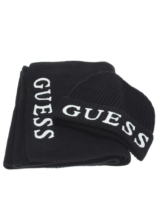 Guess Jeans Scarf Hat Set in Black for Men | Lyst UK