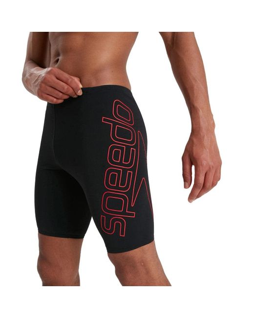 Speedo Boom Logo Placement Jammer Swimsuit In Black For Men Lyst Uk