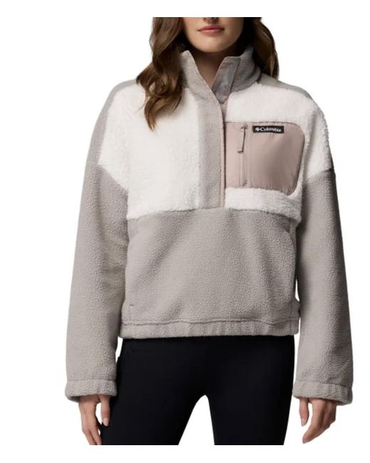 Columbia Long Sleeve Cropped Fleece Pullover in Grey | Lyst UK