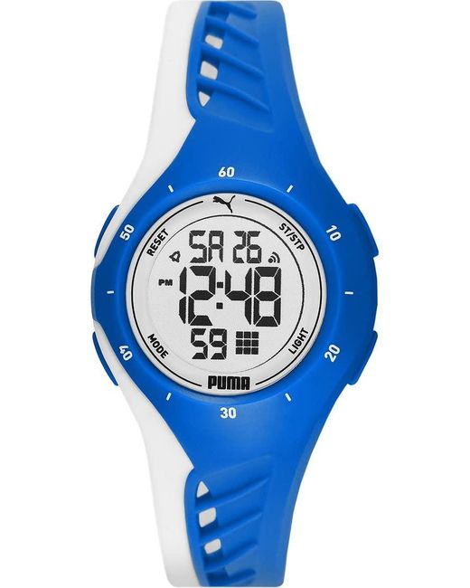 PUMA Digital Quartz Watch With Blue And White Polyurethane Strap For ...