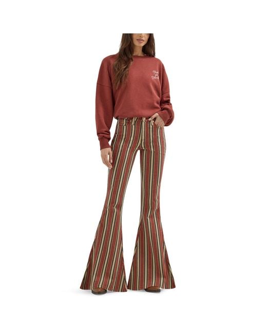 Wrangler X Lainey Wilson Clay Denay Stripe Bell Bottom Jeans in Brown | Lyst