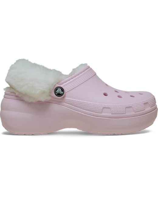 Crocs™ Classic Platform Fuzz Lined Clog Pink Milk Size 5 Uk in Purple ...