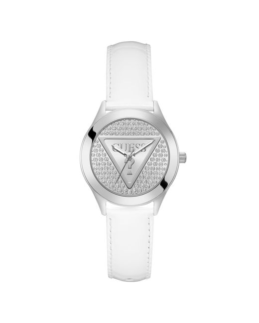 Guess Glitz Classic Analogue Watch With Plate 34 Mm Case White/silver ...