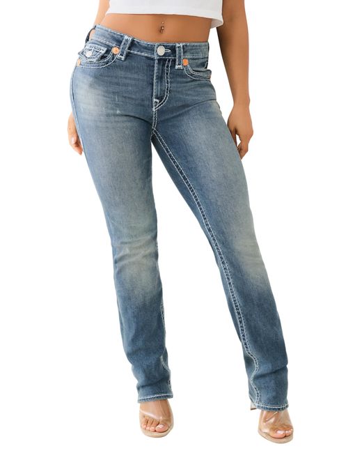 True Religion Billie Mid Rise Straight Flap Super T in Blue | Lyst