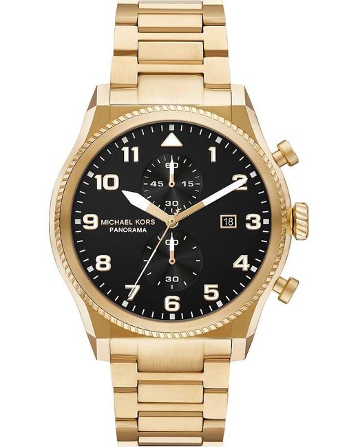 Michael Kors Panorama Chronograph Gold-tone Stainless Steel Watch in ...