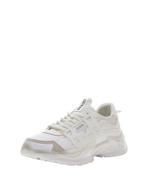 Guess Belluno Leather Blend Sneaker in White for Men | Lyst UK