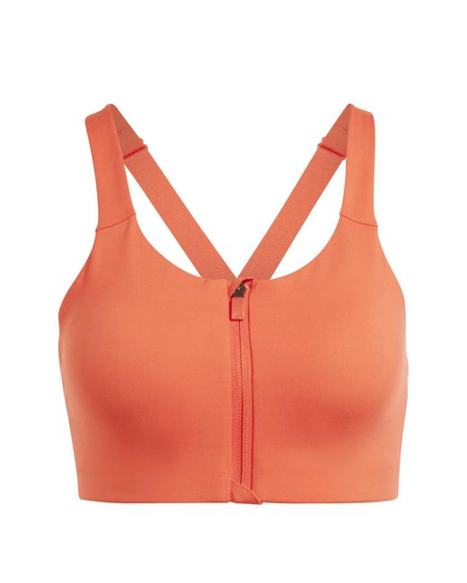 adidas S Tlrd Impact Luxe High Support Zip Bra Red 32c in Orange | Lyst UK