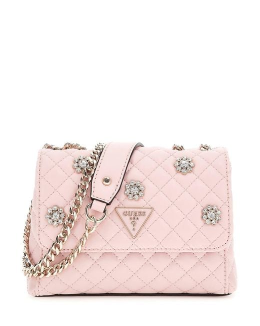 Guess Everlee Mini Convertible Crossbody Flap in Pink | Lyst