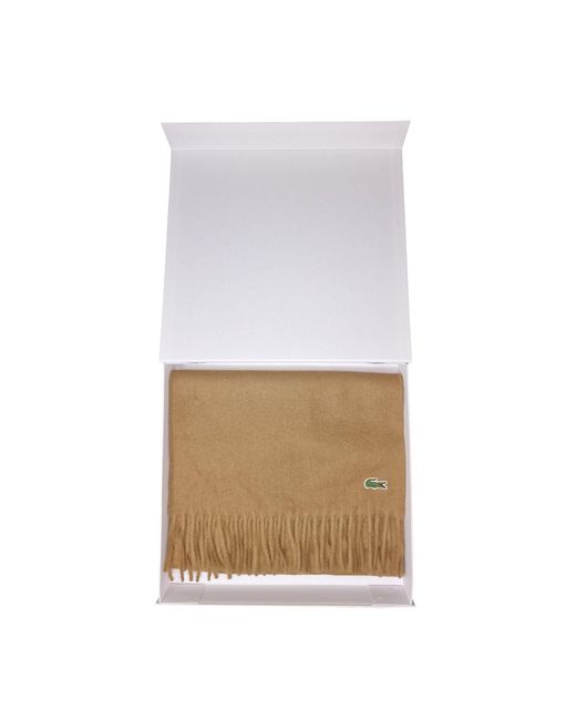 Lacoste Re7394 Brown Ladies Cashmere Scarf in White | Lyst UK