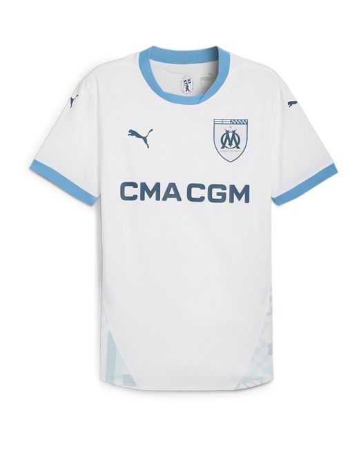 PUMA S Home Authentic Jersey Short Sleeve Top White M in Blue for Men ...