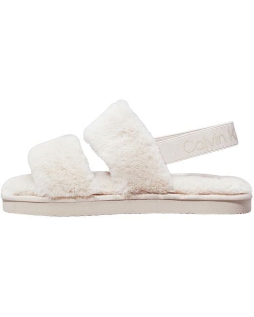 Calvin Klein Calvin Klein 's Faux Fur Velcro Slippers in Black | Lyst UK