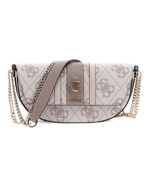 Guess Shoulder Bag Erenia Convertible Crossbody Flap Dark Taupe Logo ...