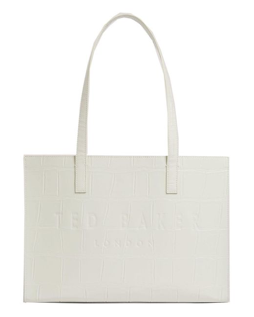 Ted Baker Croccon Croc Effect Icon Bag Ivory Cream in White | Lyst UK