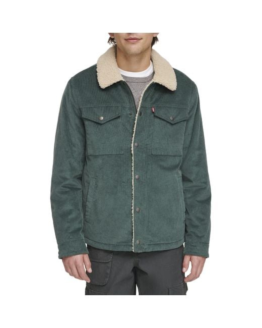 Levi's Corduroy Sherpa Trucker Jacket in Green for Men | Lyst UK
