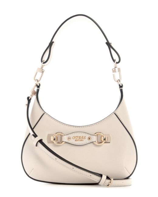 Guess Mimina Mini Top Zip Crossbody in Natural | Lyst UK