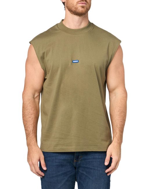 HUGO Small Logo Block Muscle Tank in Green for Men | Lyst UK