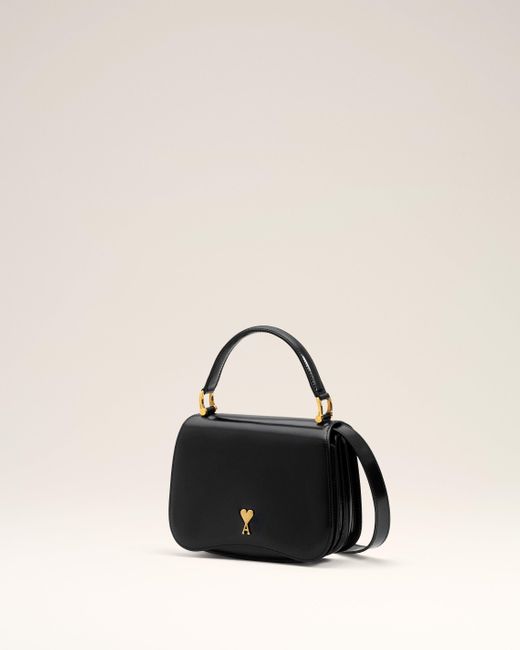 Ami Paris Glazed Leather Top Handle Paris Paris Bag in Natural | Lyst