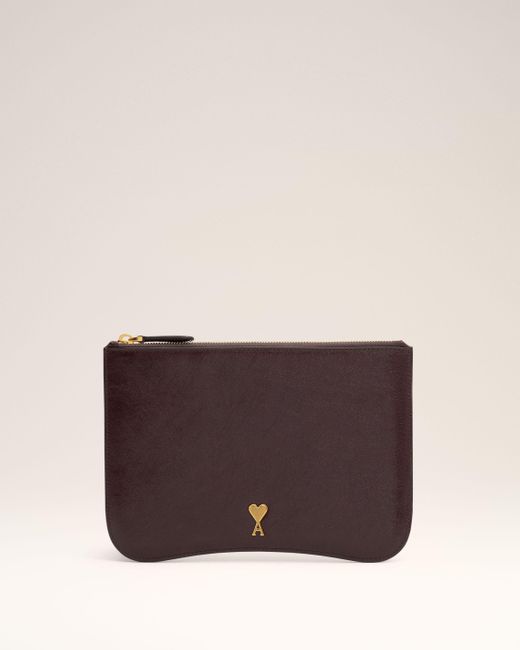Ami Paris Burgundy Leather Paris Paris Pouch in Purple | Lyst