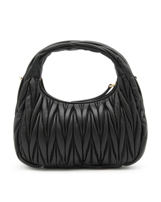 Miu Miu Black Leather Hobo Wander Shoulder Bag | Lyst UK