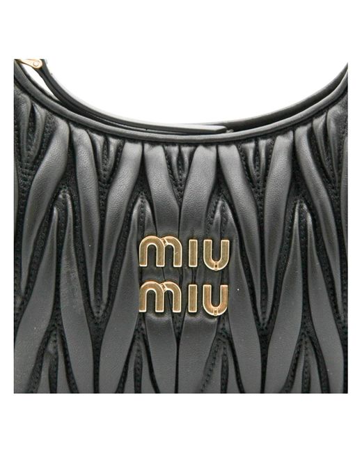 Miu Miu Black Leather Hobo Wander Shoulder Bag | Lyst UK