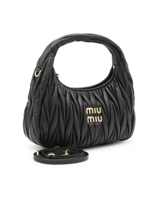 Miu Miu Black Leather Hobo Wander Shoulder Bag | Lyst UK