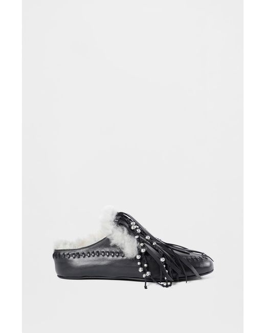 Ann Demeulemeester Olai Soft Fringe Mules in Black | Lyst UK