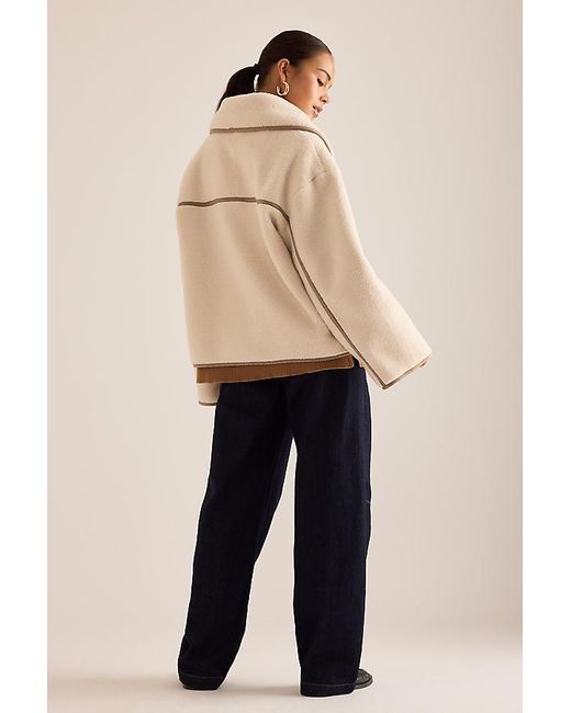 Varley Romane Boxy Sherpa Jacket in Natural | Lyst UK