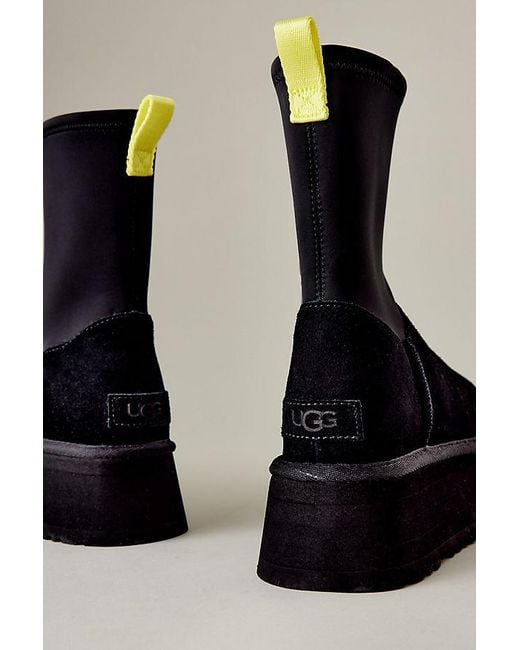 UGG Classic Dipper Suede Platform Boots in Black | Lyst UK