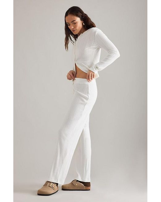 4th & Reckless Zoella Pointelle Trousers in White | Lyst UK