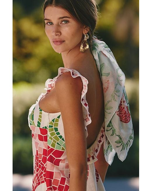 Celandine Strawberry Embroidered Open-Back Mini Dress in Green | Lyst UK