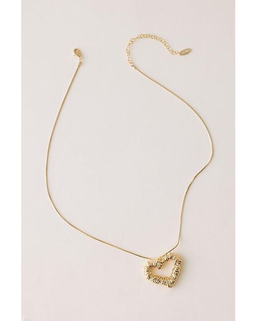 By Anthropologie Textured Heart Pendant Necklace in Natural | Lyst UK