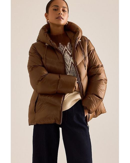 Varley Madelina Lightweight Down Jacket in Brown | Lyst UK