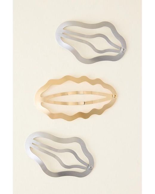 Anthropologie Mixed Metal Wavy Snap Clips, Set Of 3 in Natural | Lyst UK
