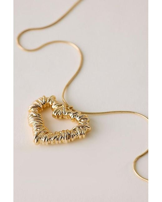 By Anthropologie Textured Heart Pendant Necklace in Natural | Lyst UK