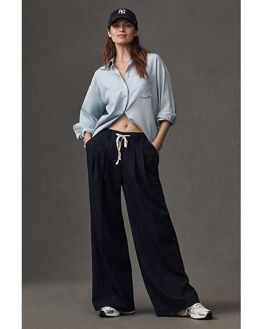 Maeve The Avery Pleated Trousers By Tie-Front Edition in Grey | Lyst UK