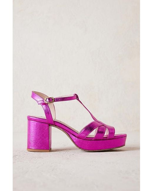 Esska Charlie Metallic Heeled Sandals in Pink | Lyst UK