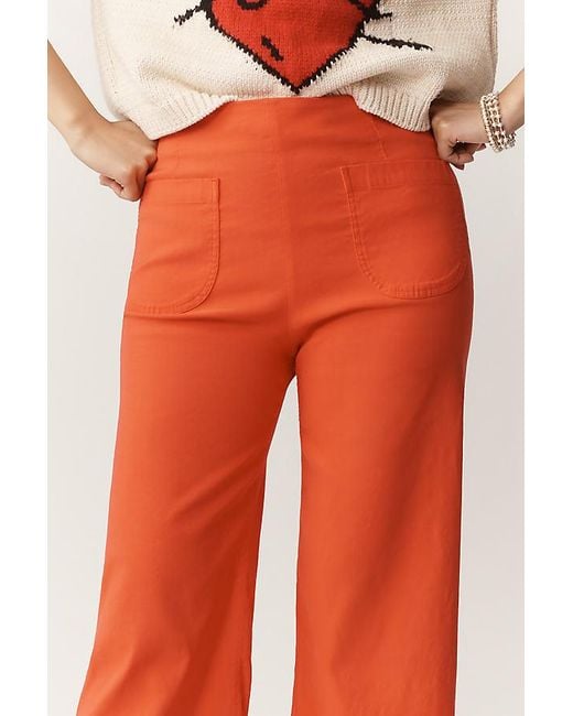 Maeve The Colette Magic Fabric Ruffle-Hem Crop Wide-Leg Trousers By in ...