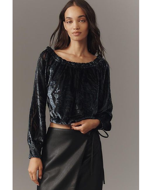 By Anthropologie Off-Shoulder Burnout Velvet Blouse | Lyst UK