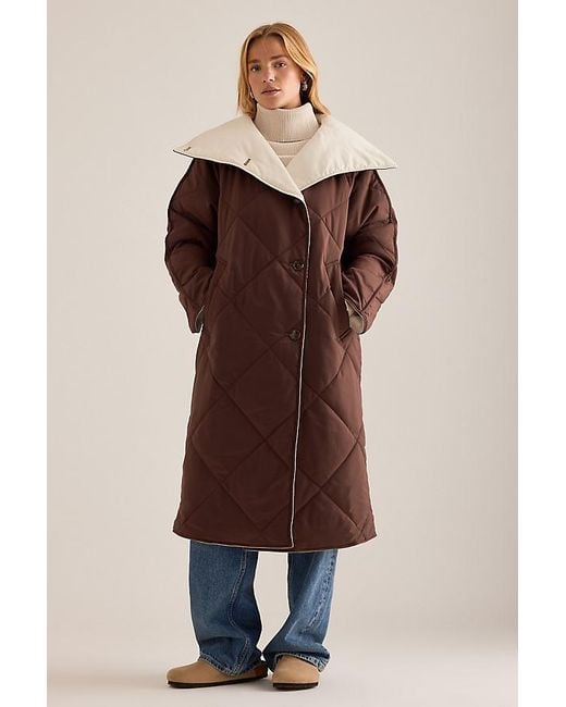 Varley Annalise Reversible Wrap Coat in Brown | Lyst UK