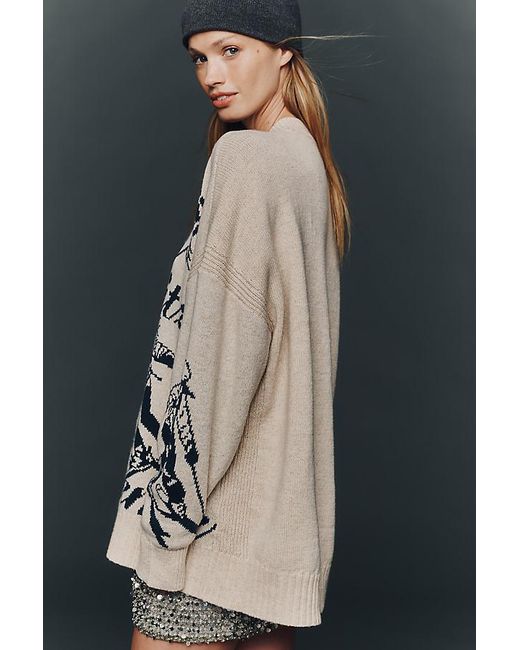 Maeve Oversized Graphic Crew-Neck Jumper in Grey | Lyst UK