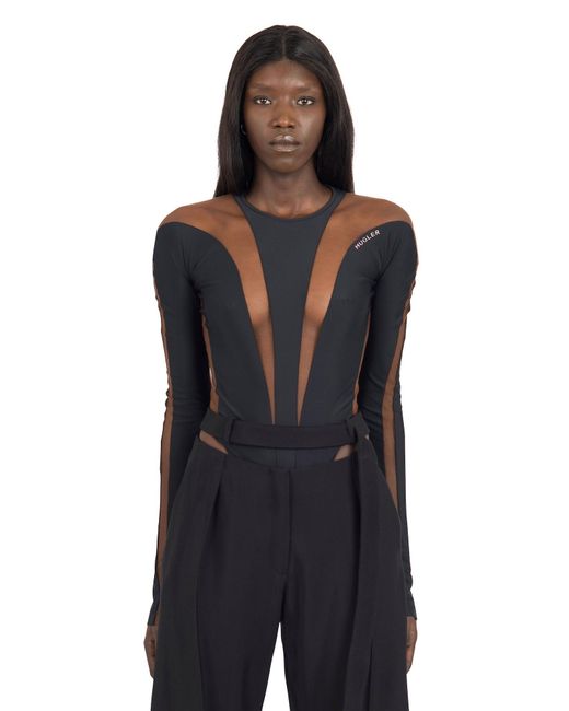 Mugler Synthetic Spiral Eco Sport Lycra Body Black Nude 02 In Blue Lyst