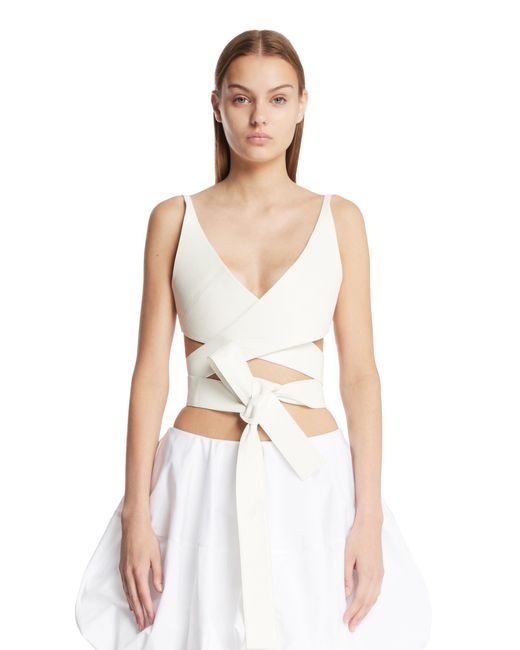 Alaïa Crossed Top in White | Lyst UK