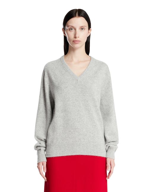 Carven V-Neck Sweater in Grey | Lyst UK