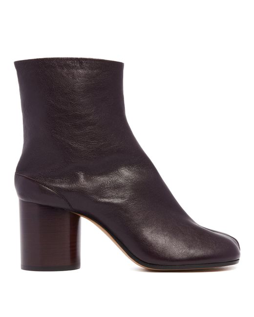 Maison Margiela Plum Leather Tabi Ankle Boots in Brown | Lyst UK