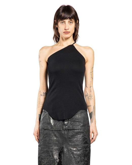 Rick Owens Temple One Shoulder Tank in Black | Lyst UK