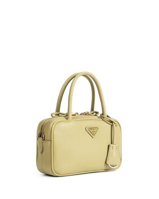 Prada Leather Handbag in Metallic | Lyst UK
