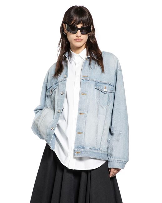 Balenciaga Masking Tape Logo Denim Jacket in Blue | Lyst UK