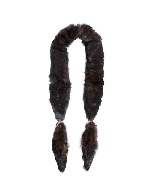 Chloé Chain Tails Shearling Scarf in Black | Lyst UK
