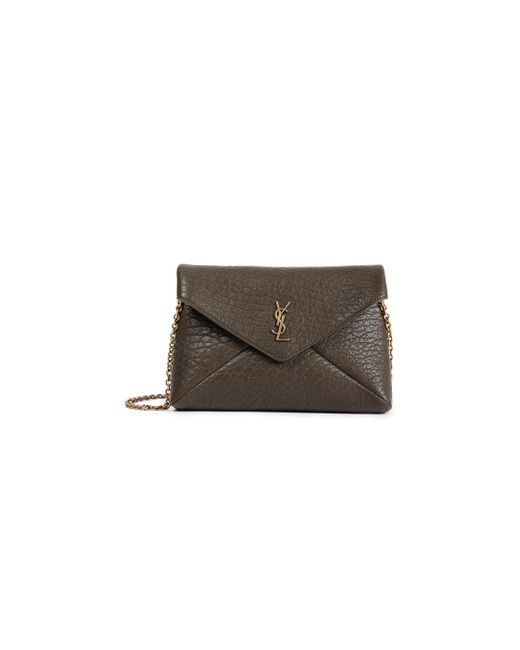 Saint Laurent Small Cassandre Chain Pouch in Brown | Lyst UK
